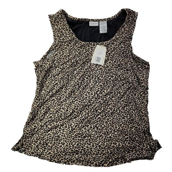 White Stag | Tops | New White Stag Womens Xl Cheetah Tank Shell Lightweight 0 Rayon Round Neck ...